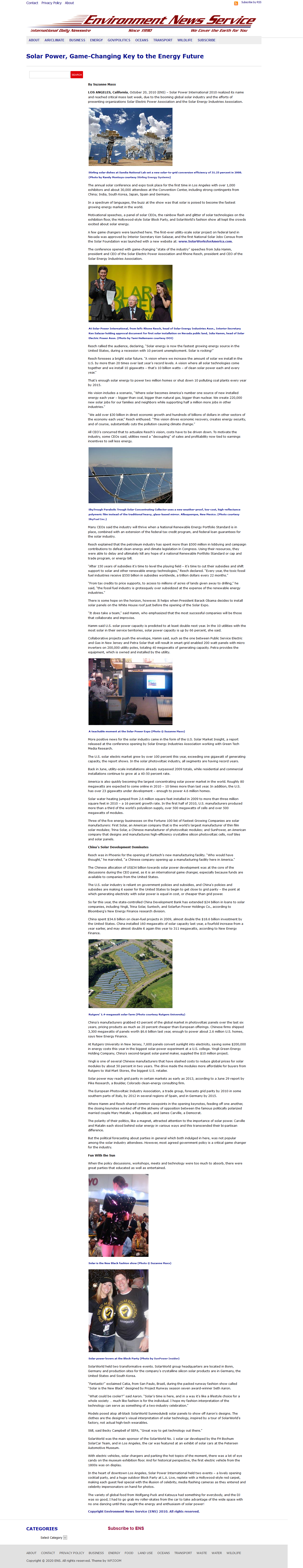 Solar Power, Game-Changing Key to the Energy Future ENS – World Team Now!